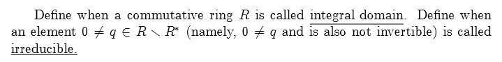 Solved Define when a commutative ring R is called integral | Chegg.com