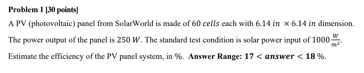 Solved Problem 1 [30 points] A PV (photovoltaic) panel from | Chegg.com