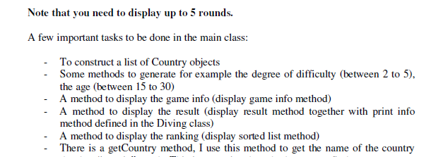 Solved Country Diving - String name -String player -intage + | Chegg.com