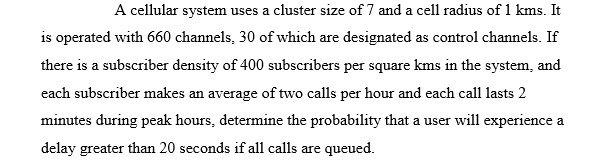 Solved A cellular system uses a cluster size of 7 and a cell | Chegg.com