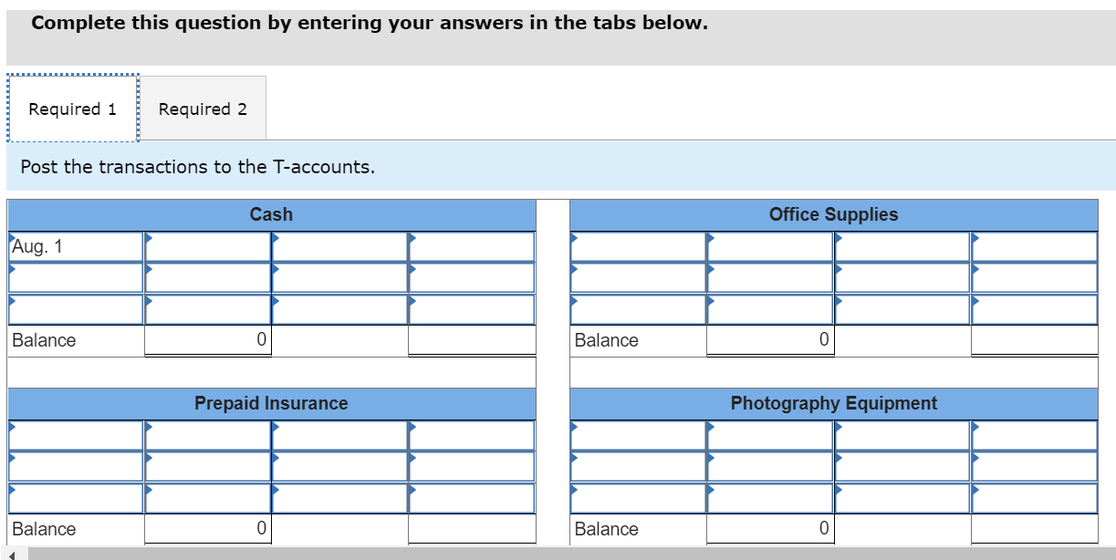 Solved Exercise 2-8 Preparing T-accounts (ledger) and a | Chegg.com