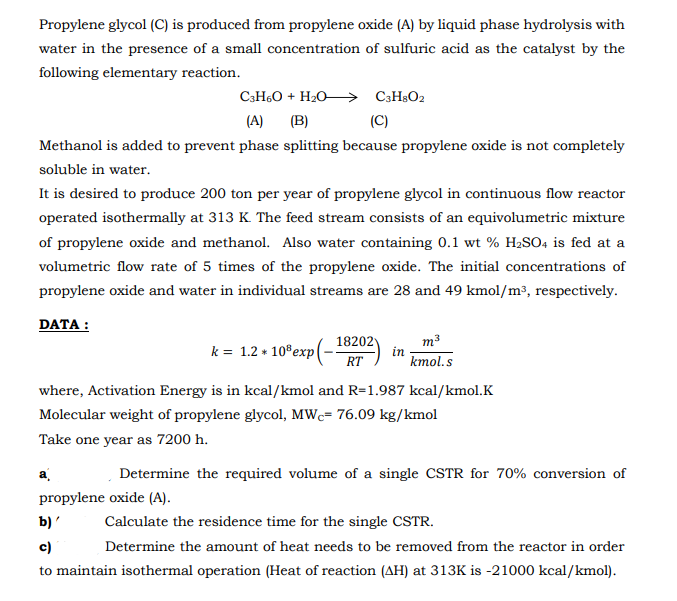 Solved Propylene glycol (C) is produced from propylene oxide | Chegg.com