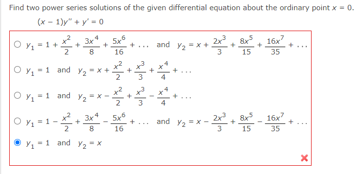 Solved Find two power series solutions of the given | Chegg.com