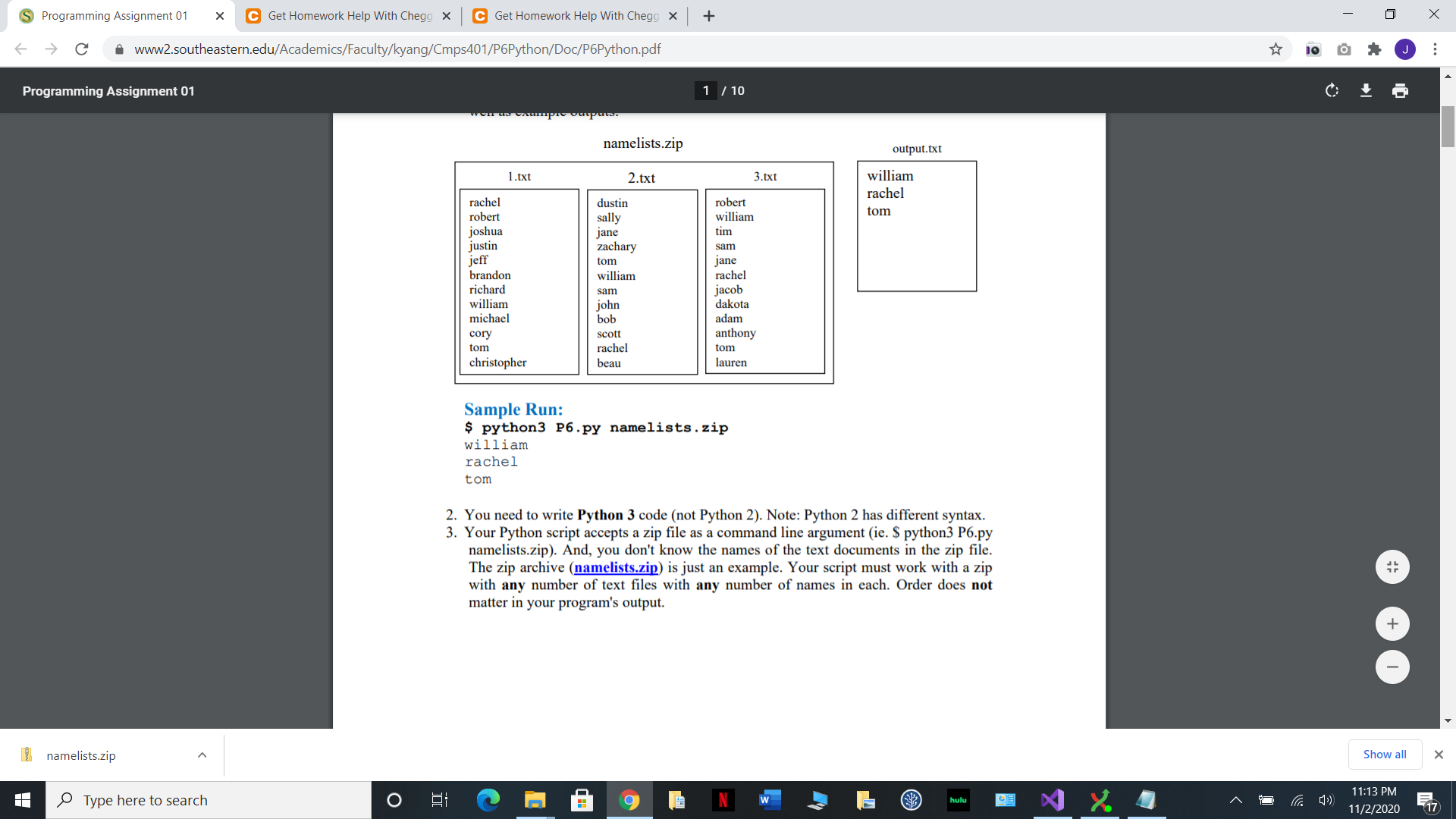 Solved Write a Python Program to Extract and Read a Zip | Chegg.com
