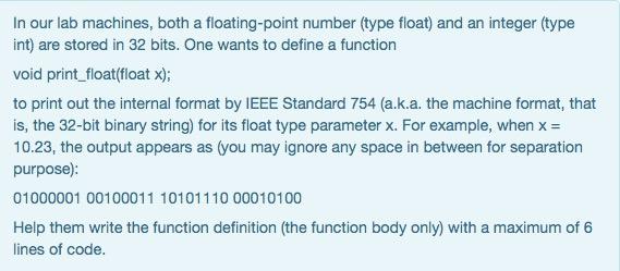 Solved In our la machines, both a floating-point number | Chegg.com