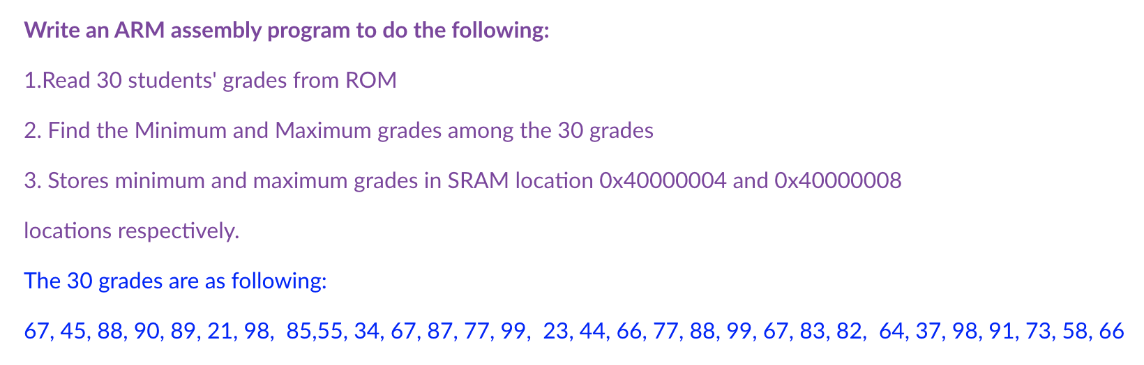 Write An Arm Assembly Program To Do The Following 