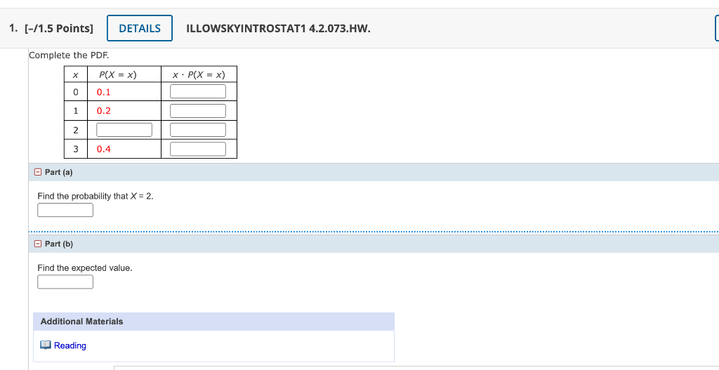 Solved 1. [-/1.5 Points] DETAILS ILLOWSKYINTROSTAT1 | Chegg.com