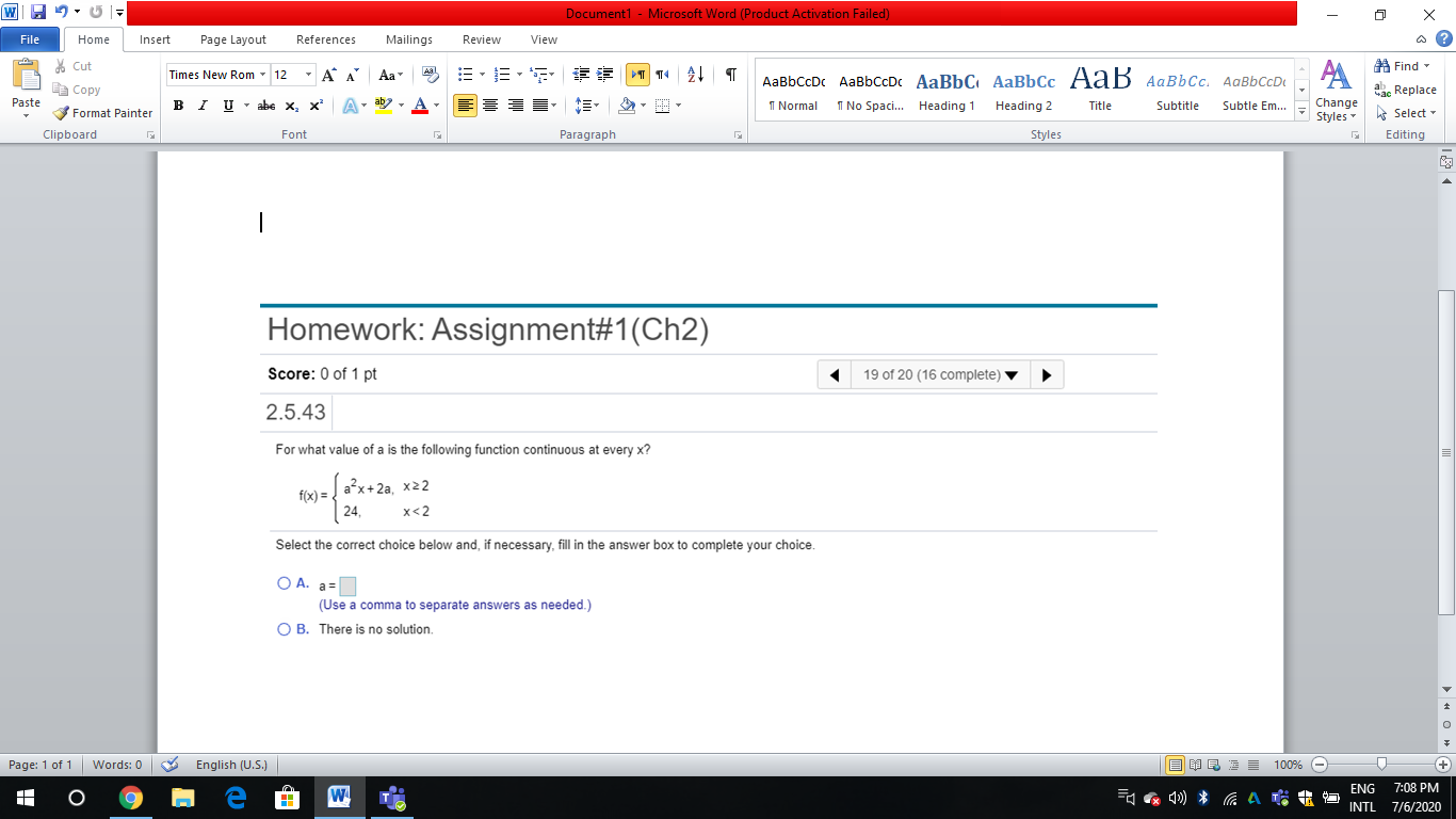 Solved W9 - U= Document1 - Microsoft Word (Product | Chegg.com