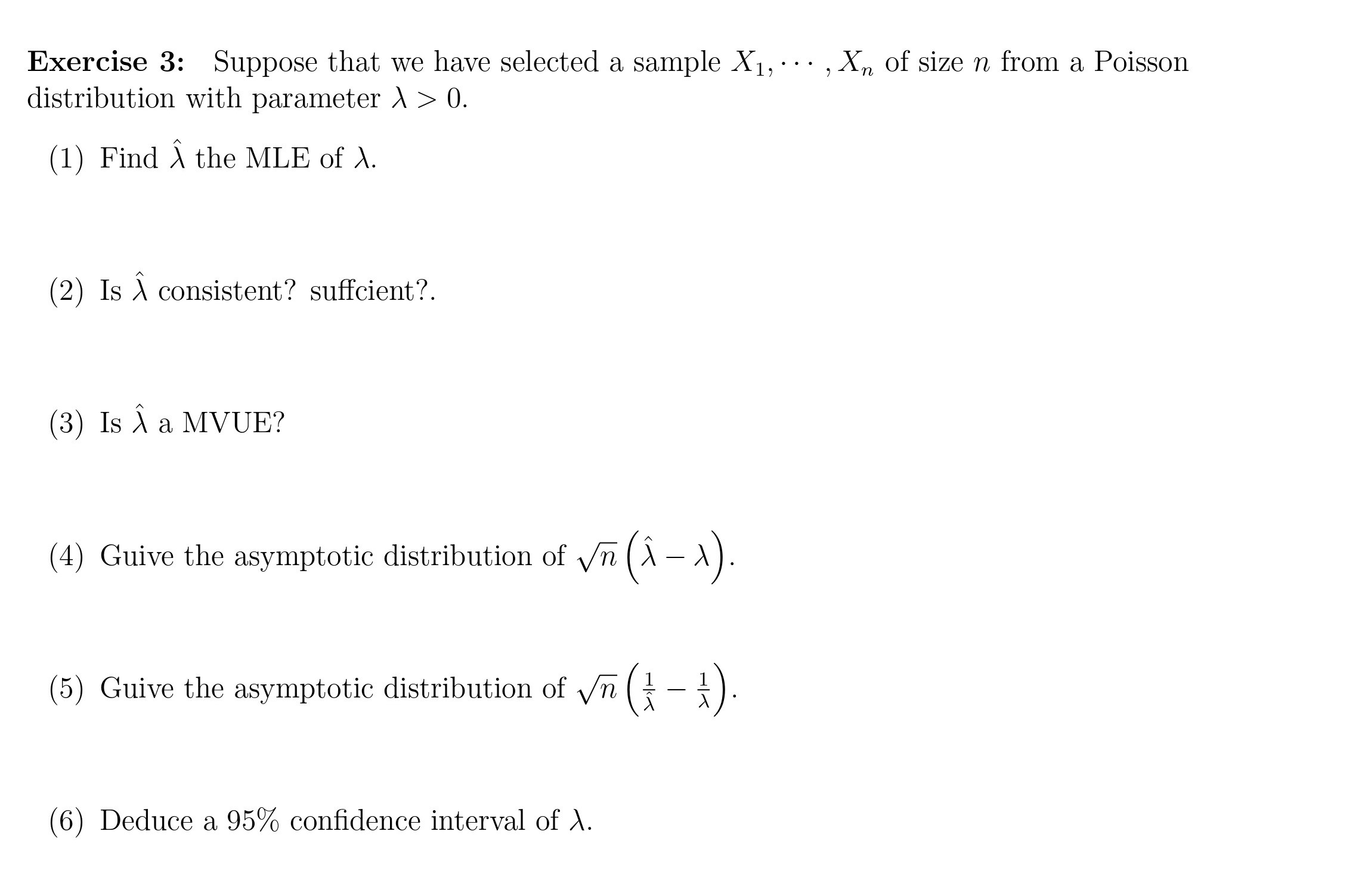 Solved Exercise 3: Suppose that we have selected a sample | Chegg.com