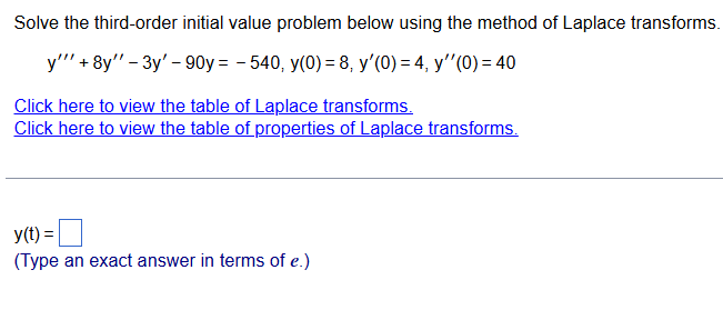 Solve the third-order initial value problem below | Chegg.com