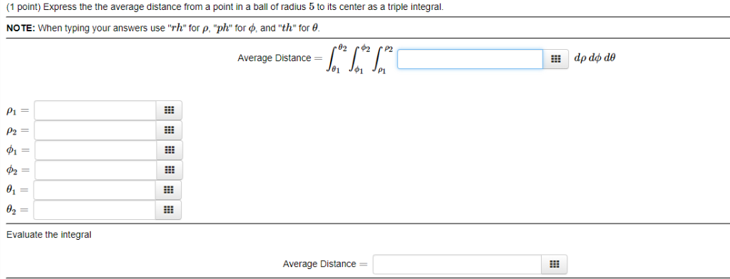 Solved (1 point) Express the the average distance from a | Chegg.com