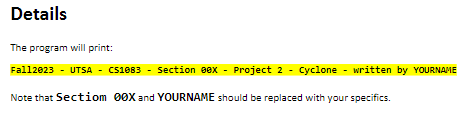 Solved Details The program will print: Fal12023 - UTSA - | Chegg.com