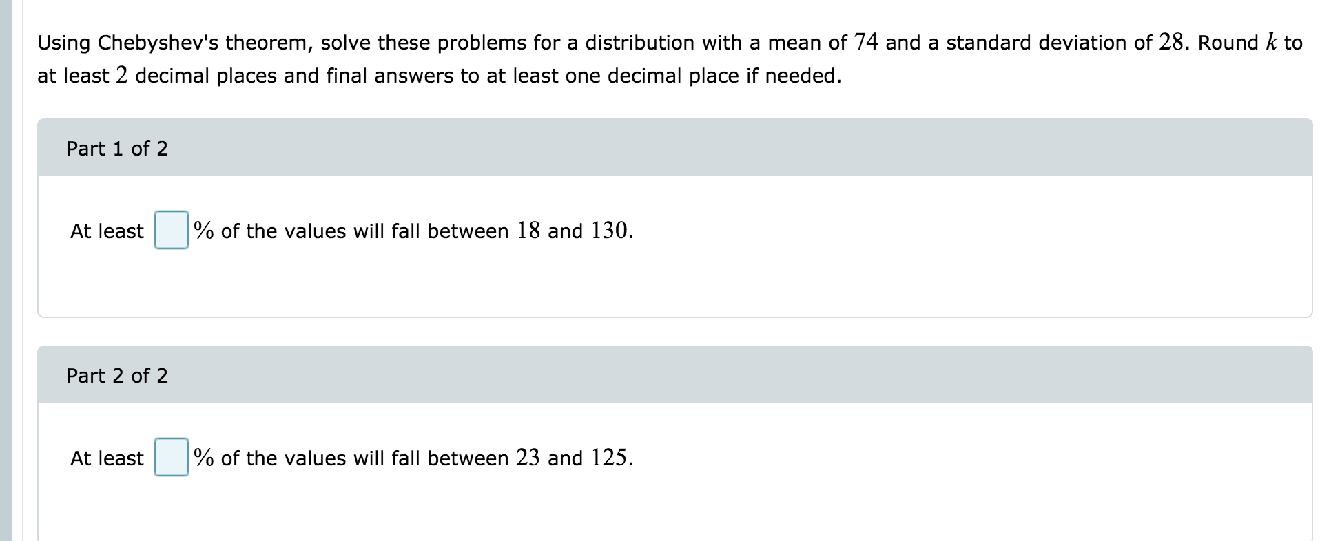 Solved Using Chebyshev's theorem, solve these problems for a | Chegg.com