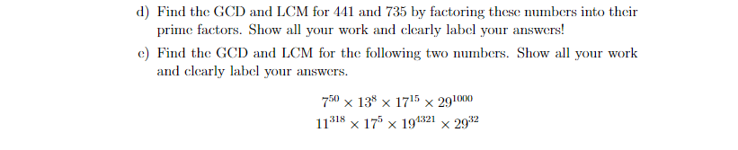 Solved 10 Greatest Common Divisor And Least Common Multiple