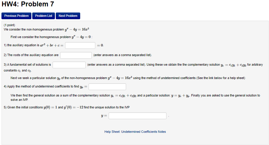 Solved HW4: Problem 7 Previous Problem Problem List Next | Chegg.com
