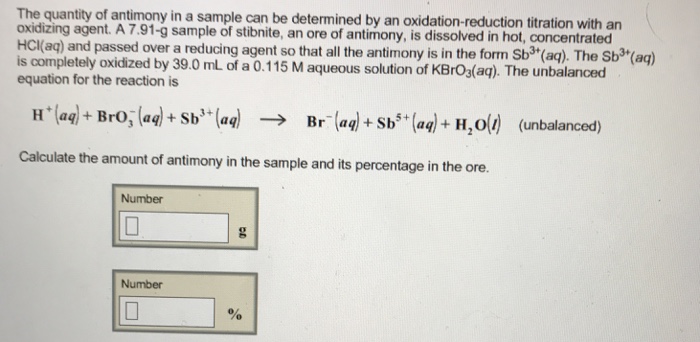 Solved The quantity of antimony in a sample can be | Chegg.com