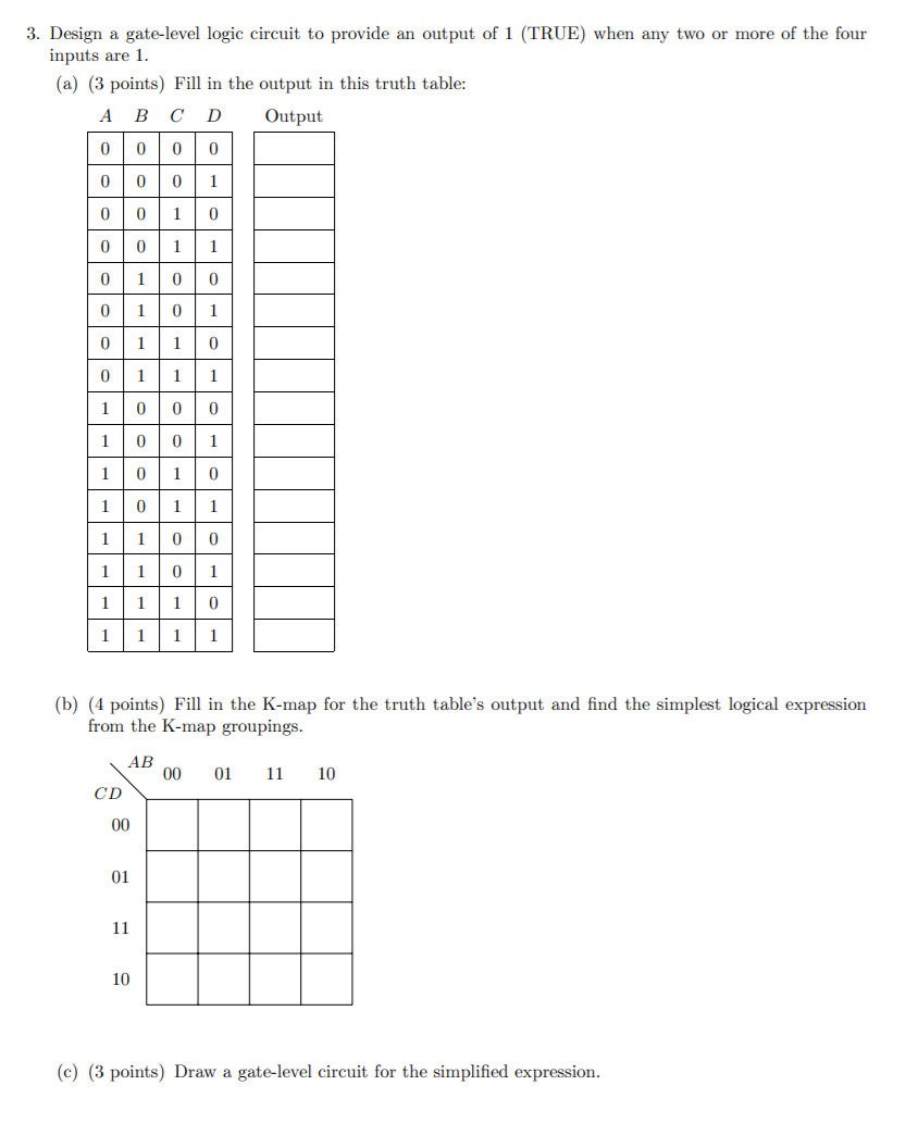 Solved 0 1 3. Design a gate-level logic circuit to provide | Chegg.com