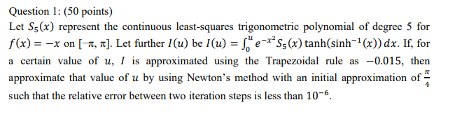 Solved Question 1: (50 points) Let S5(x) represent the | Chegg.com