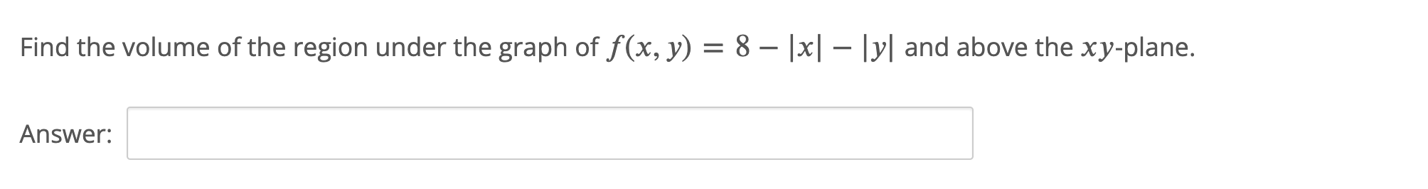 Solved Find the volume of the region under the graph of | Chegg.com