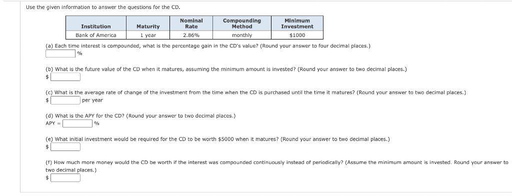 Solved Use the given information to answer the questions for | Chegg.com