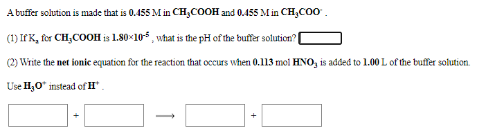 Solved A buffer solution is made that is 0.455 M in CH3COOH | Chegg.com