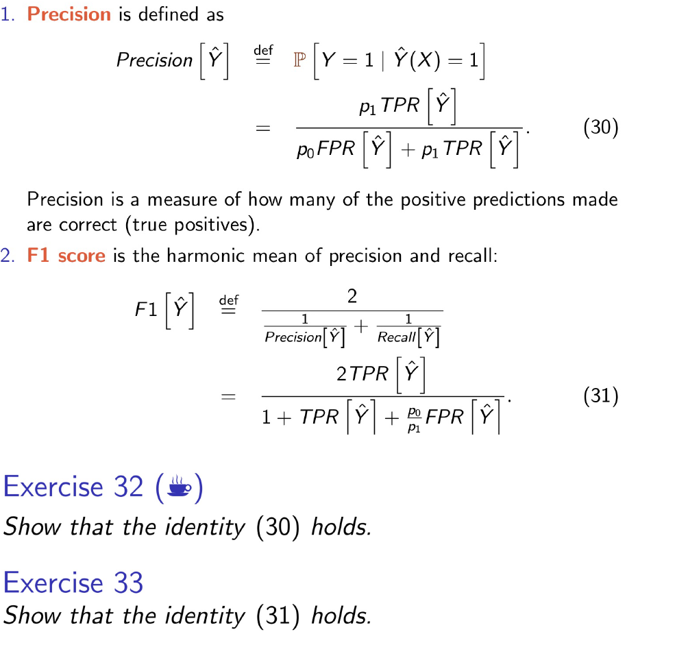 Solved 1. Precision is defined as Precision [Y^]= def | Chegg.com