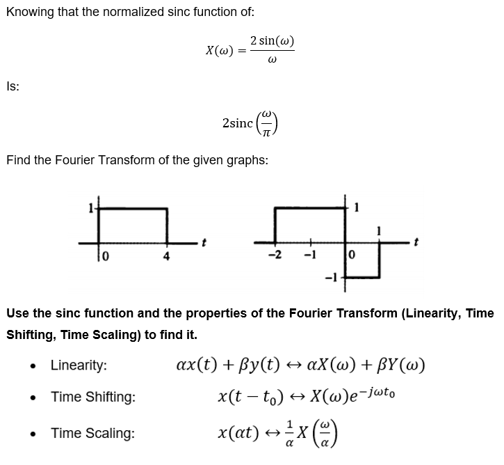 Solved Knowing that the normalized sinc function of: XW) 2 | Chegg.com
