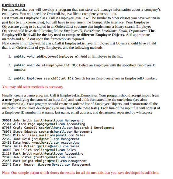 Solved Finish the following Java exercise: All required | Chegg.com