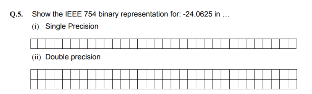 Solved Q.5. Show the IEEE 754 binary representation for: | Chegg.com