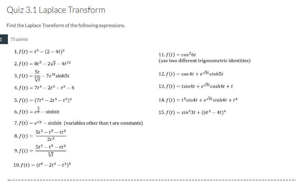 Solved Find the Laplace Transform of the following | Chegg.com