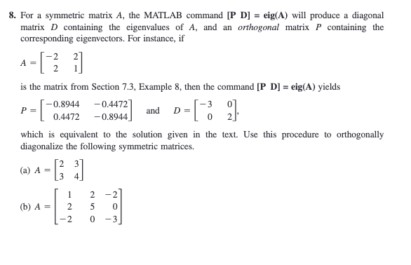 Solved Please solve 8b ONLY USING MATLAB AND SHOW CODE. For | Chegg.com