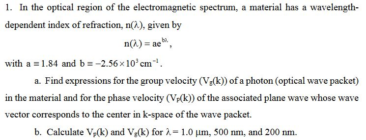 Solved ba 2 1. In the optical region of the electromagnetic | Chegg.com
