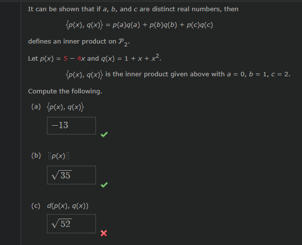 Solved It can be shown that if a,b, and c are distinct real | Chegg.com