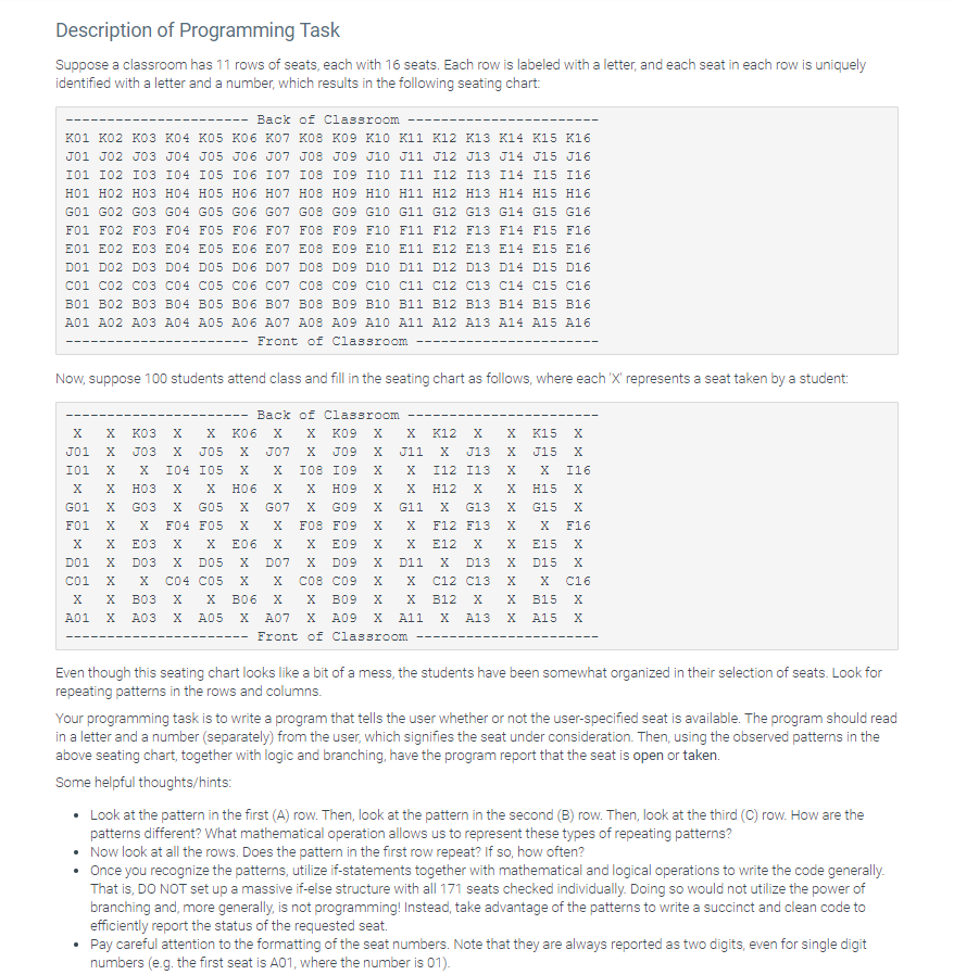 Solved: Description Of Programming Task Suppose A Classroo... | Chegg.com