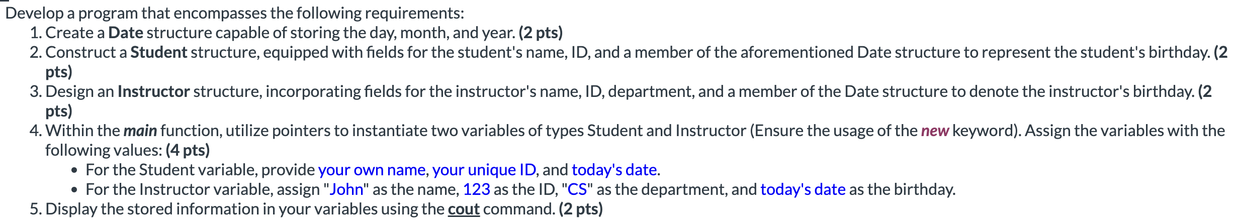 Solved Develop a program that encompasses the following | Chegg.com