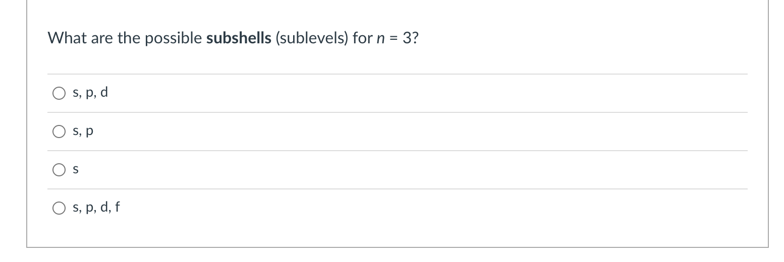 Solved Consider the / = 1 subshell. a. How many orbitals are | Chegg.com