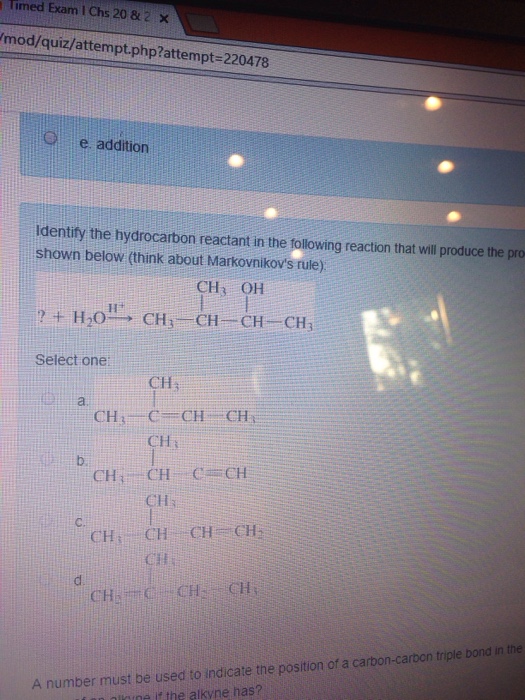 Solved Identify the hydrocarbon reactant in the following | Chegg.com