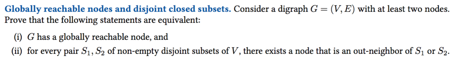 Solved Globally reachable nodes and disjoint closed subsets. | Chegg.com