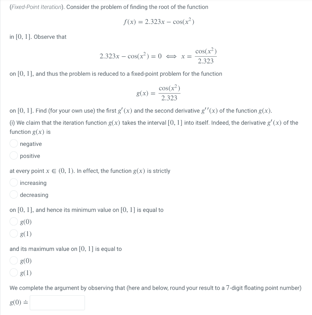Solved (Fixed-Point Iteration). Consider the problem of | Chegg.com