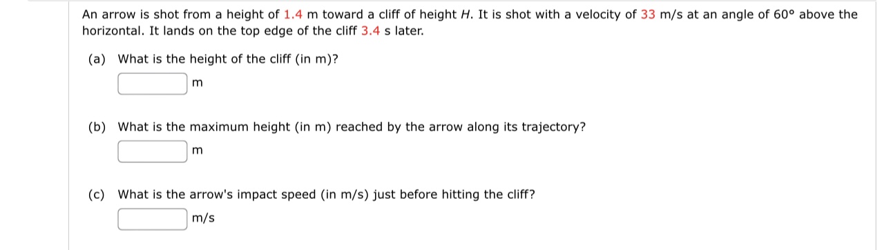 Solved An arrow is shot from a height of 1.4 ﻿m toward a | Chegg.com