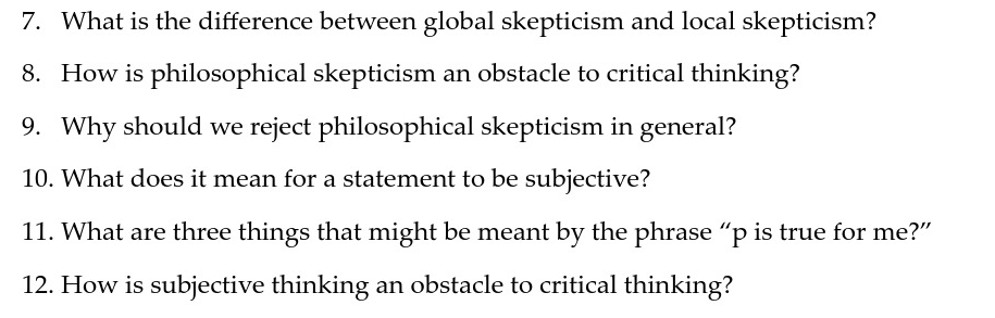 Solved What is the difference between global skepticism and | Chegg.com