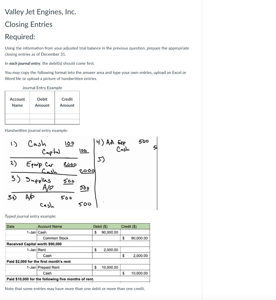 Solved I need help with the final step of Closing Journal | Chegg.com