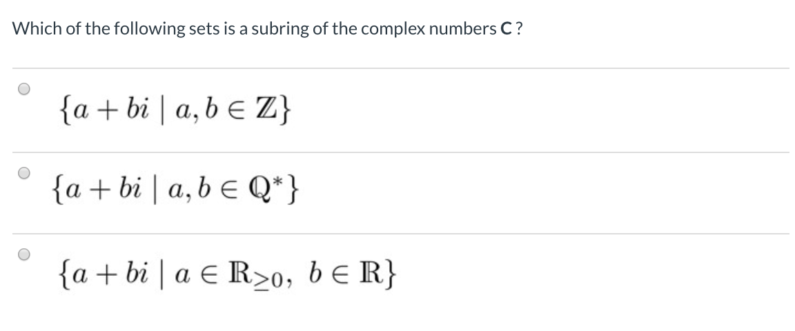 Solved Which of the following sets is a subring of the | Chegg.com