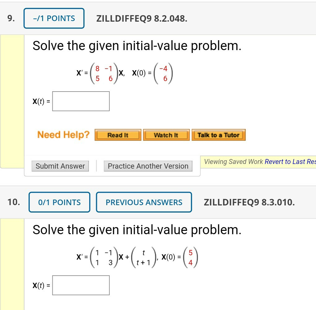 Solved 9. -11 POINTS ZILLDIFFEQ9 8.2.048. Solve the given | Chegg.com