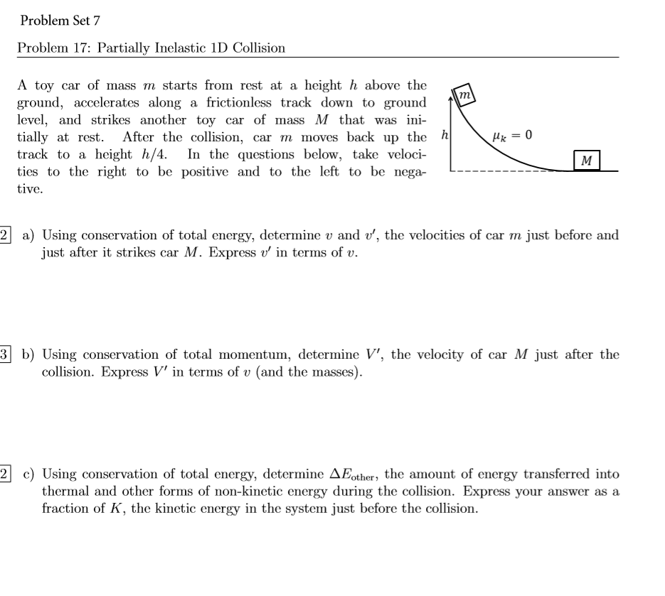 Solved How would you solve this partially inelastic 1D | Chegg.com
