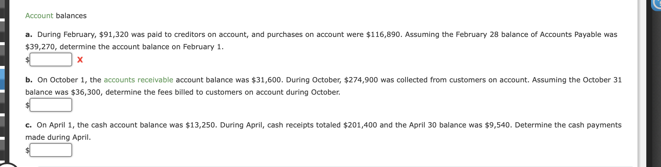 Solved Account balances $39,270, ﻿determine the account | Chegg.com