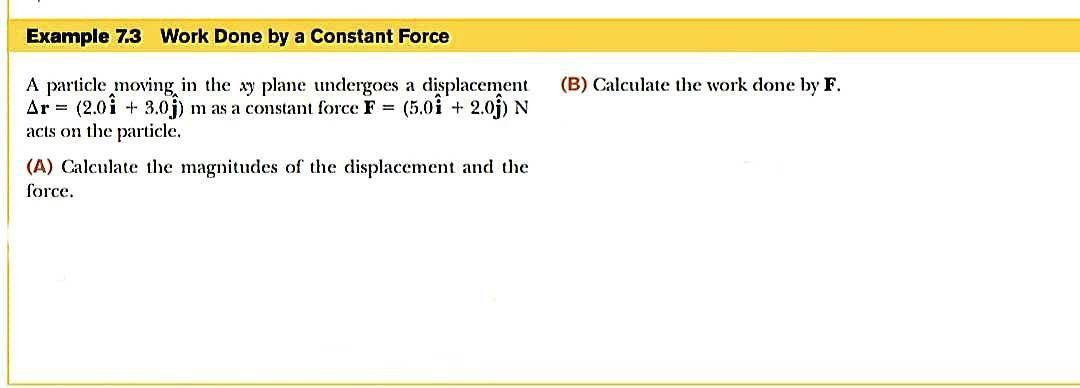 Solved Example 7.3 Work Done by a Constant Force (B) | Chegg.com