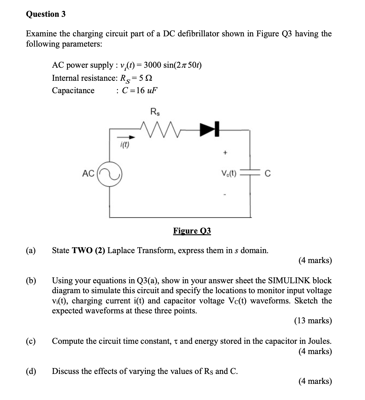 Solved Question 3Examine the charging circuit part of a DC | Chegg.com
