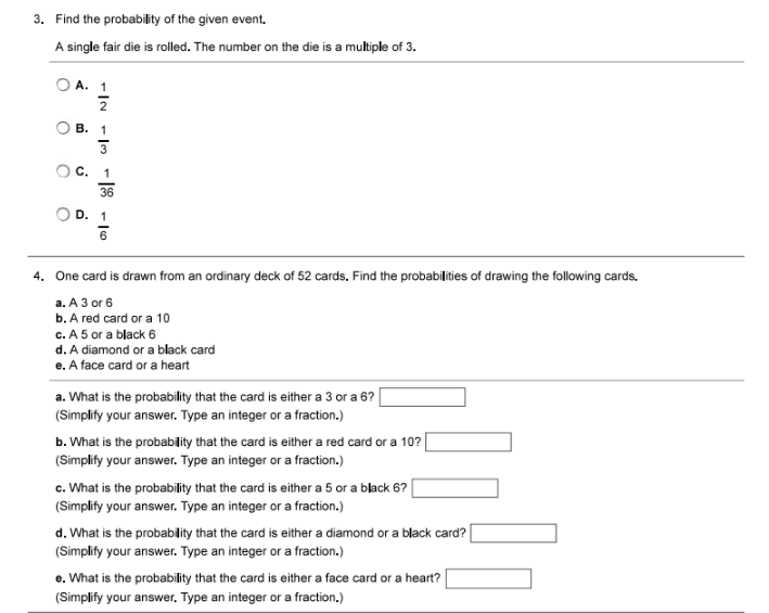 Solved 3. Find the probability of the given event. A single | Chegg.com