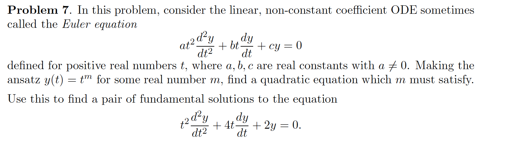 Solved Problem 7. In this problem, consider the linear, | Chegg.com